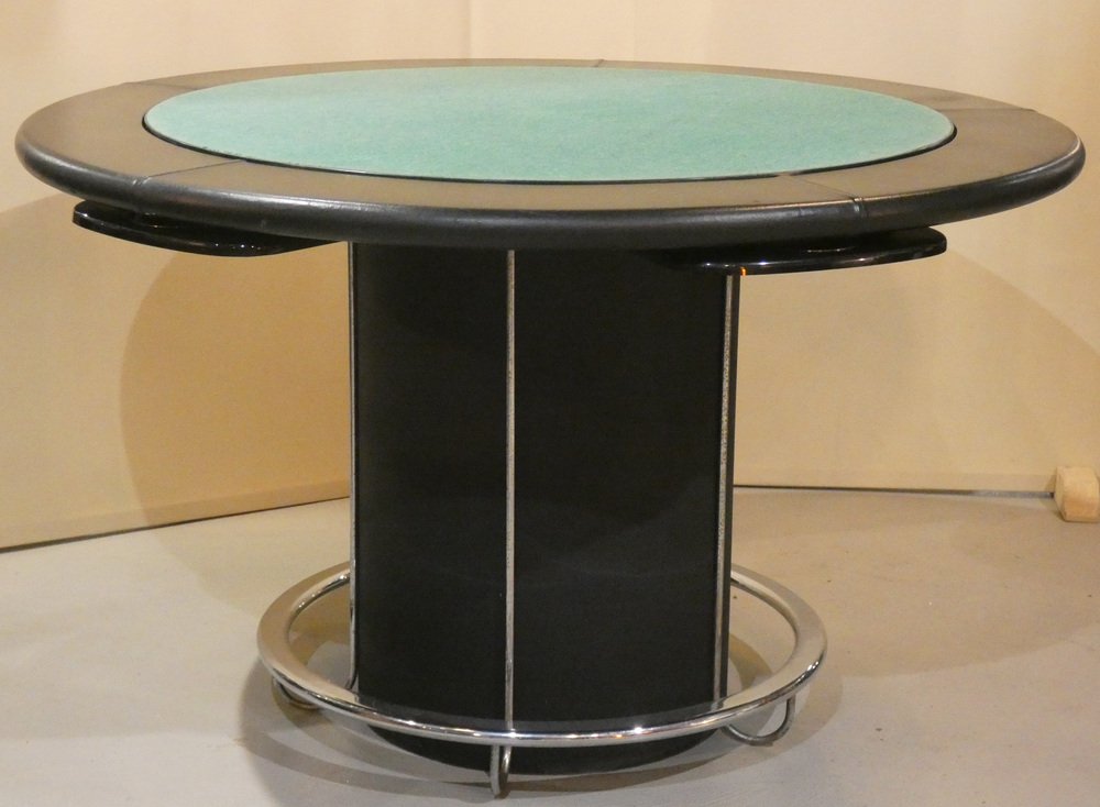 Game Table in Leather and Steel, Italy, 1970s for sale at Pamono