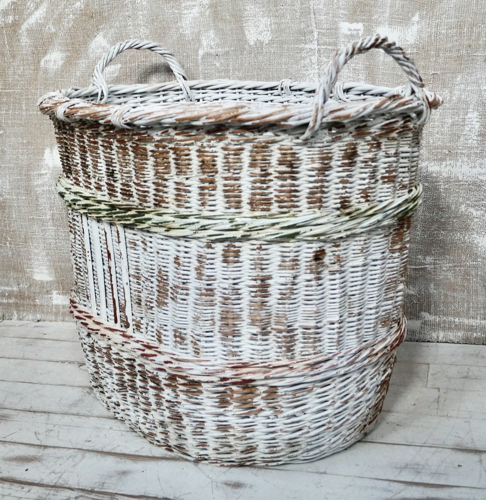 Large Painted Willow Log Basket for sale at Pamono
