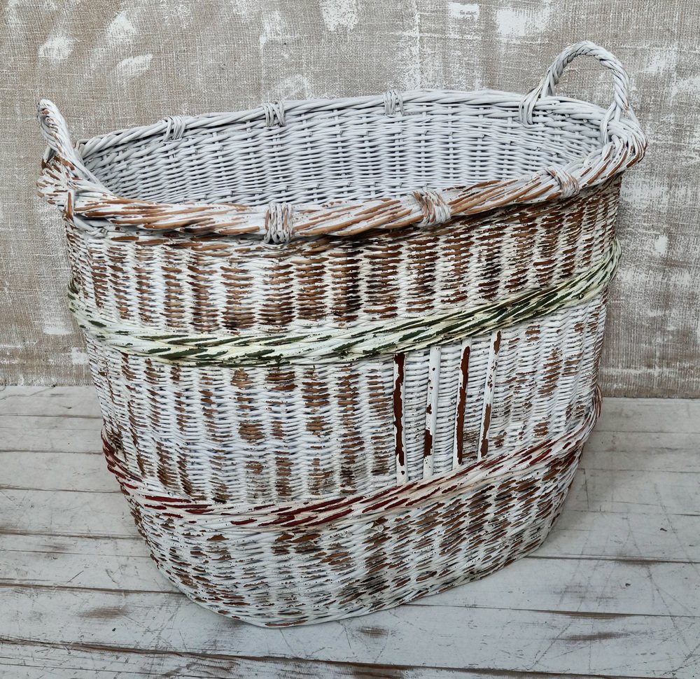 Large Painted Willow Log Basket for sale at Pamono