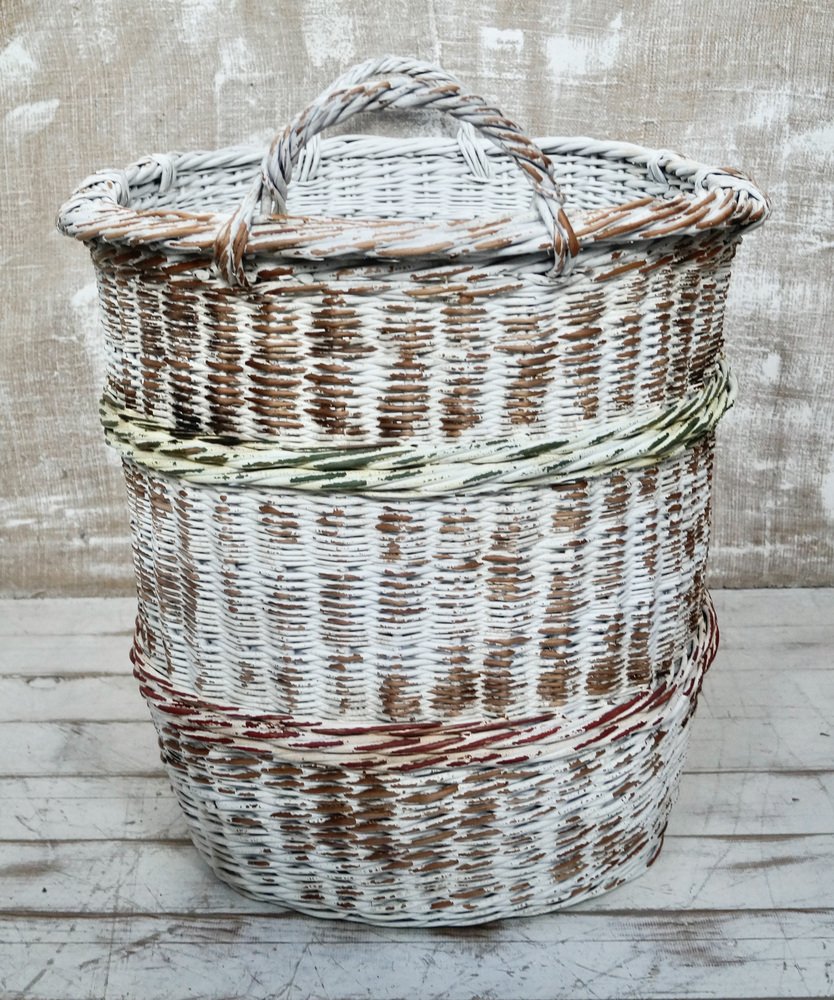 Large Painted Willow Log Basket for sale at Pamono
