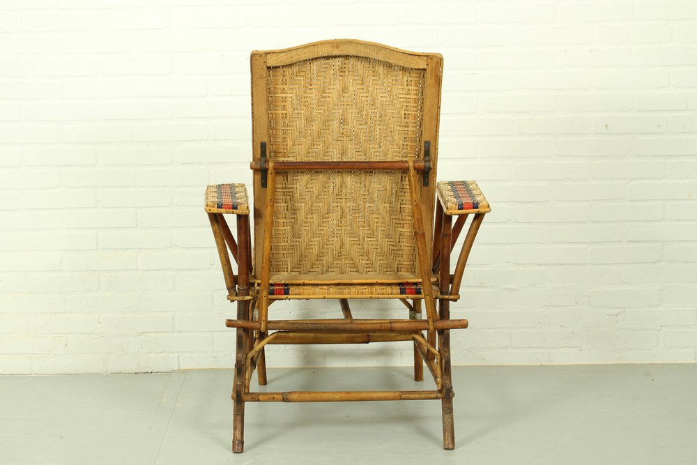 French Art Deco Rattan Lounge Chair / Recliner, 1920s for sale at Pamono