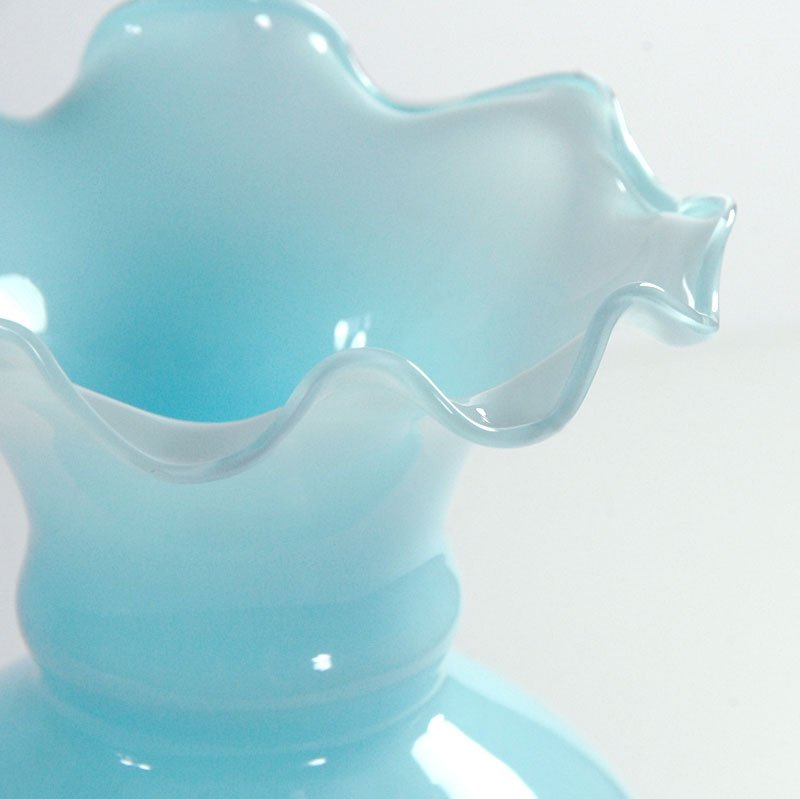 Italian Blue Opaline Glass Vase, Florence, Italy, 1970s for sale at Pamono