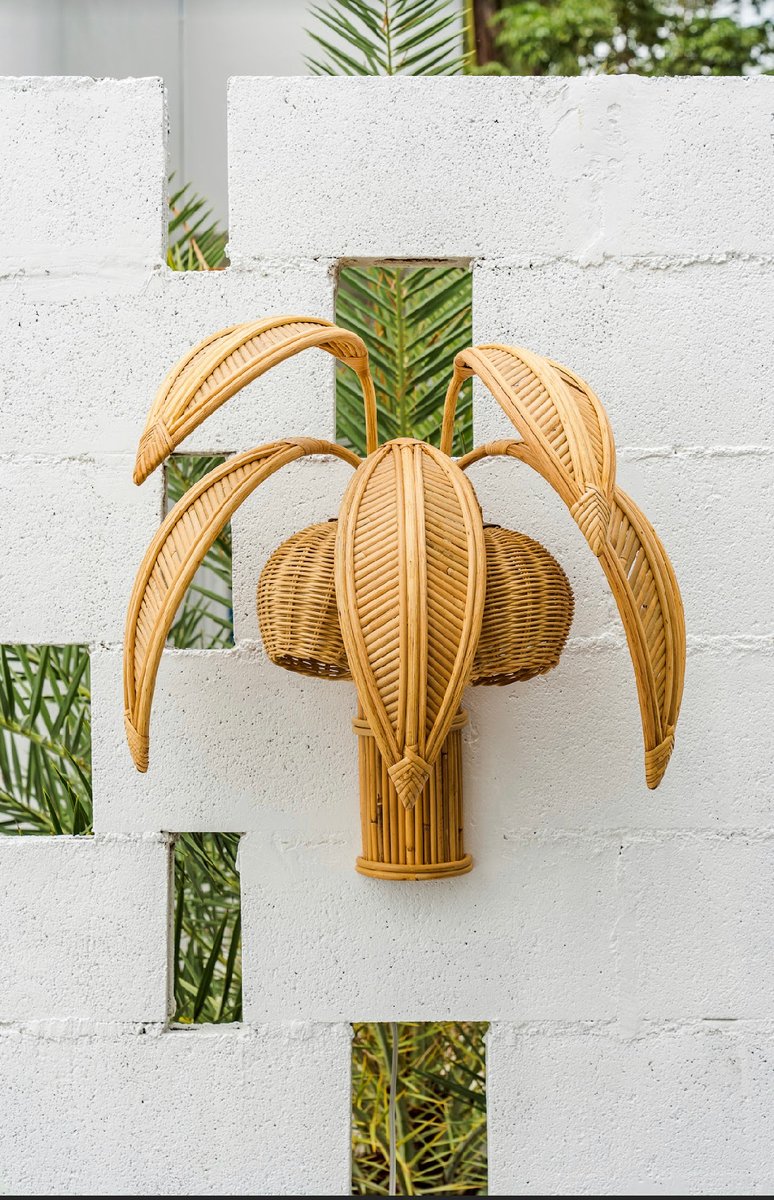 Rattan Coconut Wall Light, 1990s for sale at Pamono