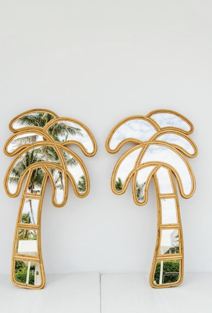 Vintage Palm Mirrors, Set of 2 for sale at Pamono