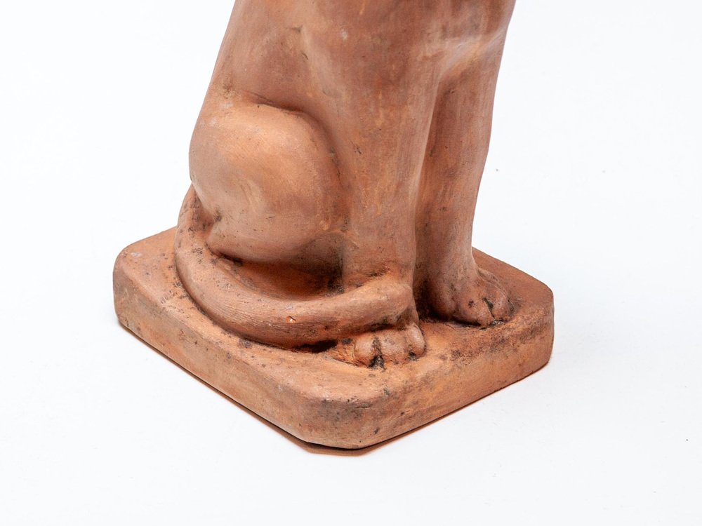 Terracotta Sculpture of a Sitting Cat, 1970s for sale at Pamono