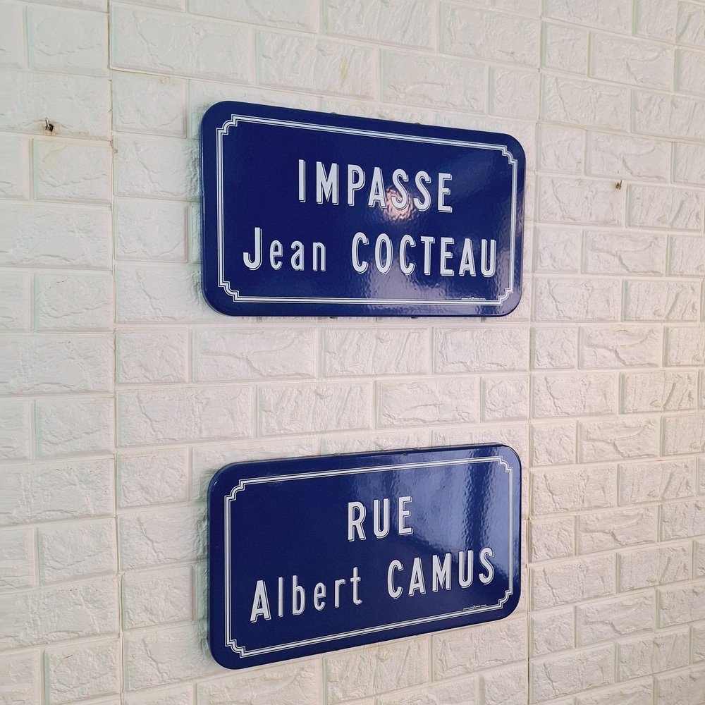 French Enamel Street Signs, Set of 2 for sale at Pamono