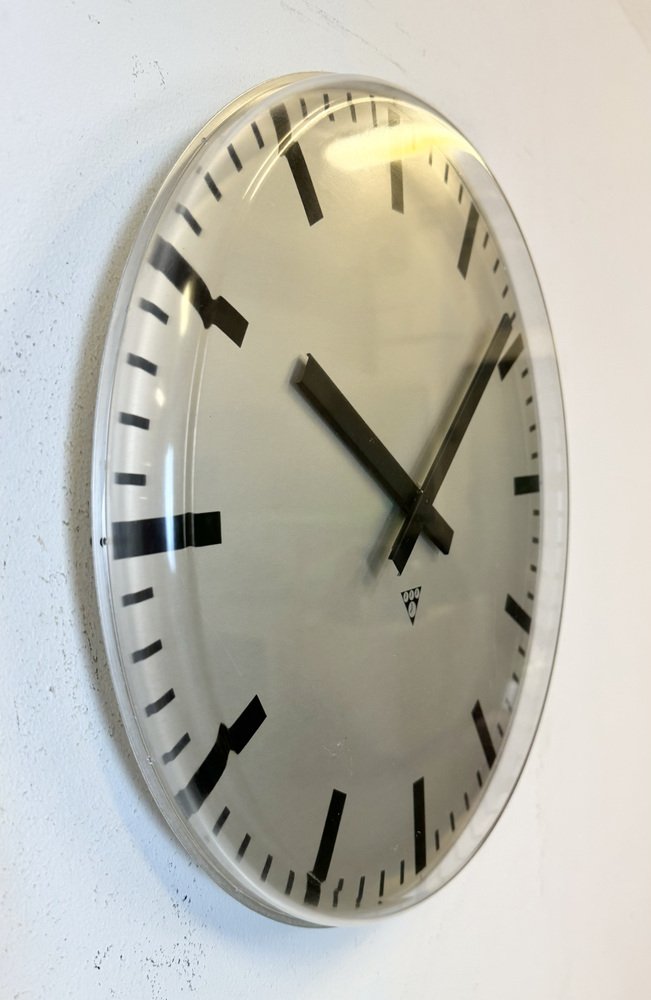 Large Vintage Office Wall Clock from Pragotron, 1980s for sale at Pamono