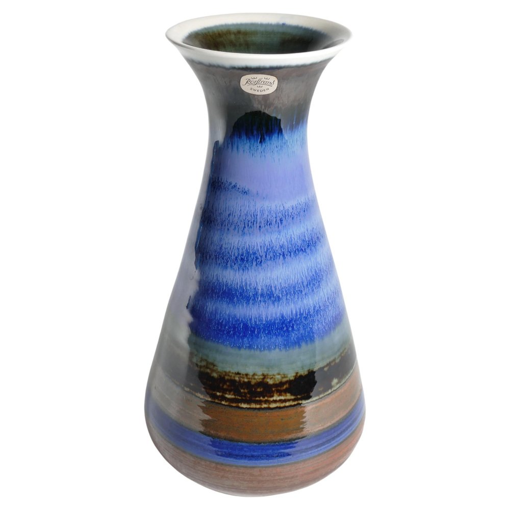 Large Polychrome Stoneware Vase by Gösta Millberg for Rörstrand, Sweden ...