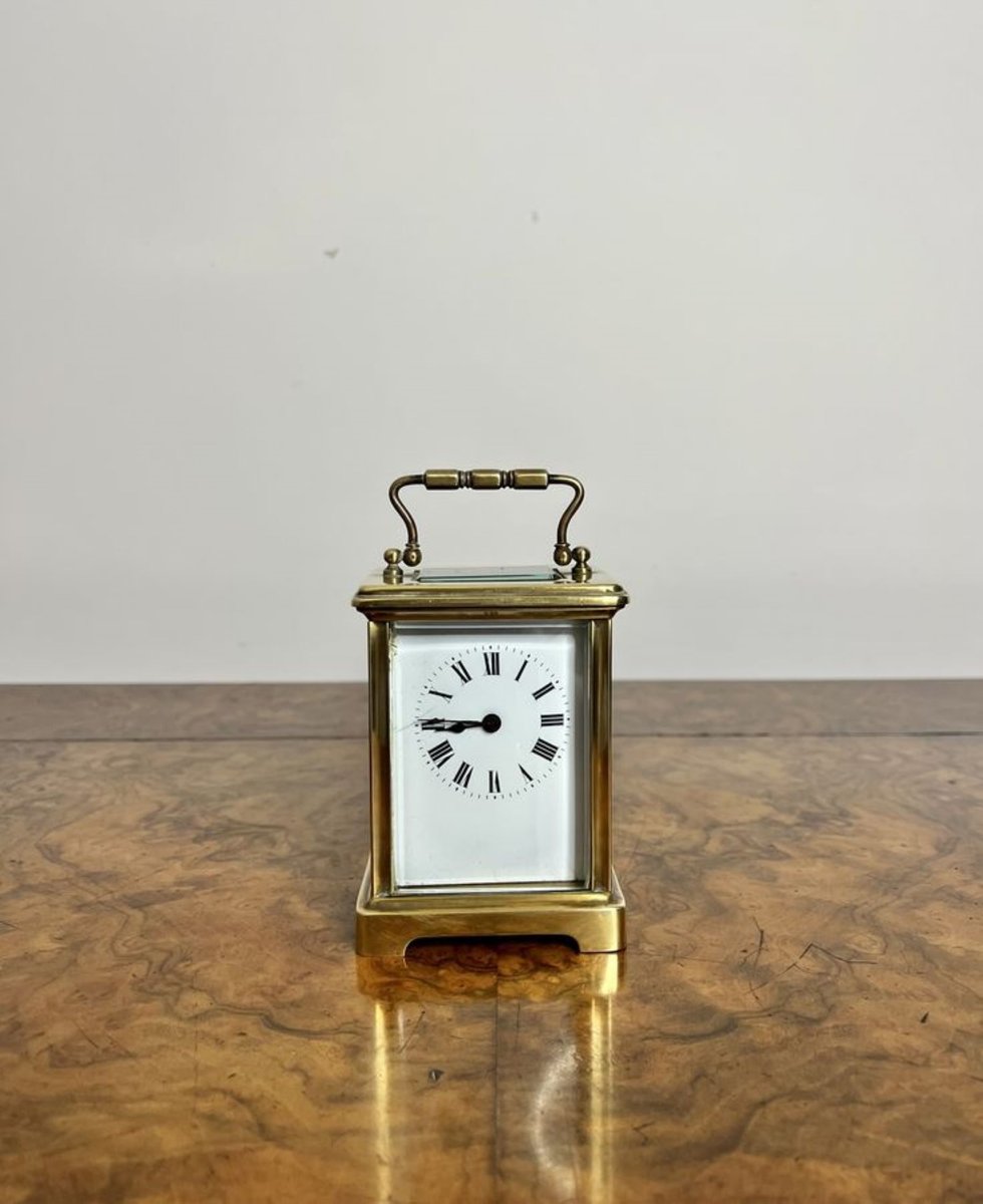Antique Victorian Brass Carriage Clock, 1890s for sale at Pamono