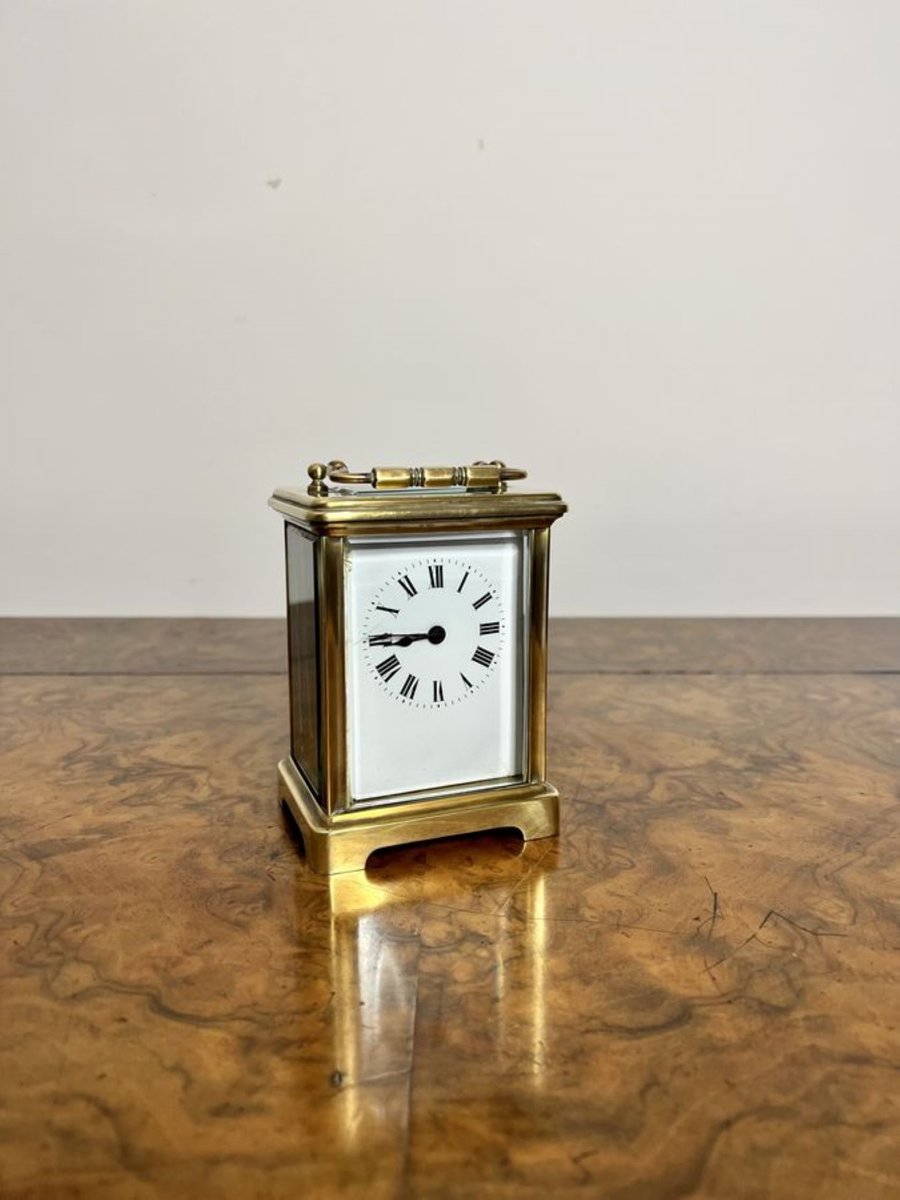 Antique Victorian Brass Carriage Clock, 1890s for sale at Pamono