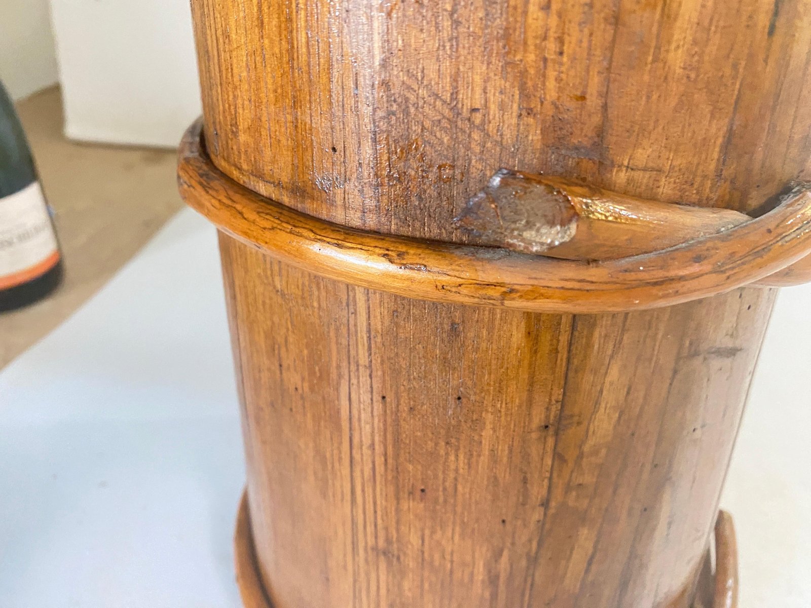 Vintage Wood and Rattan Umbrella Stand, 1950s for sale at Pamono