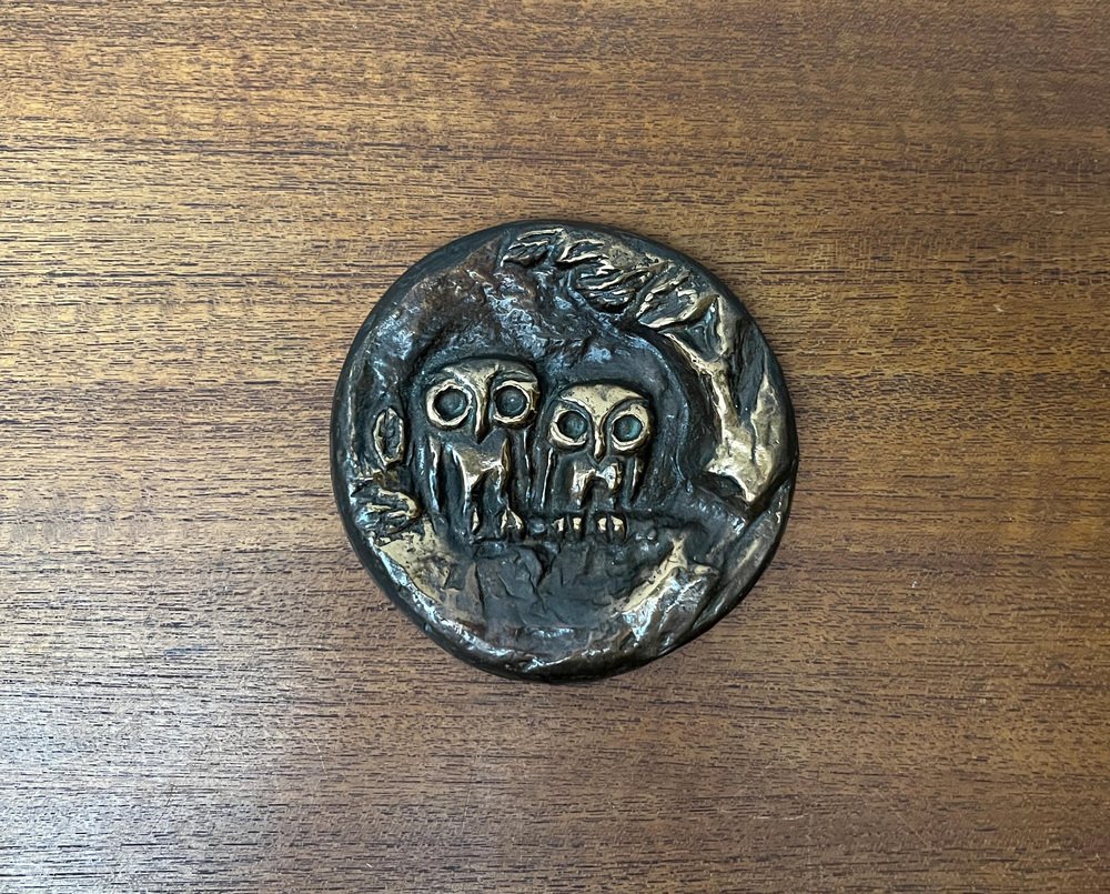 Vintage German Brutalist Bronze Wall Plate with Owl Design from Dalbeck ...