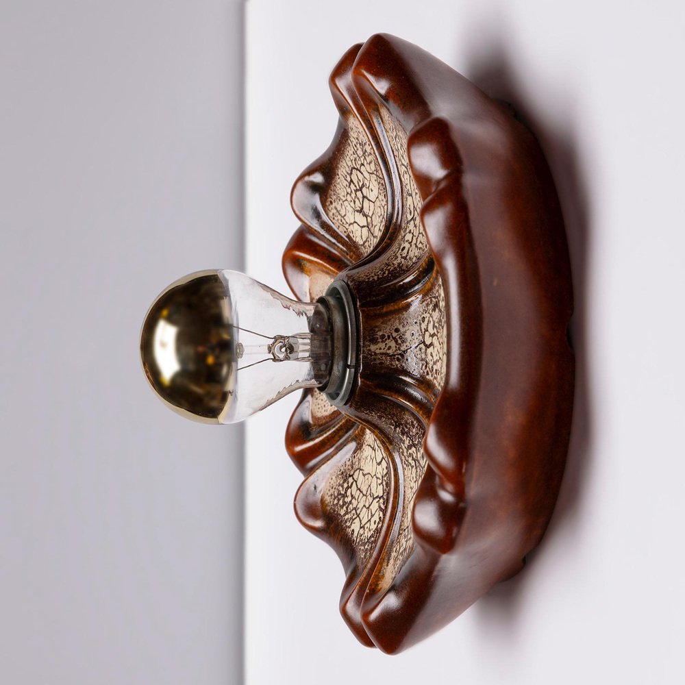 Hexagonal Floral Wall Lamp in Ceramic from Hustadt Germany, 1970s for ...