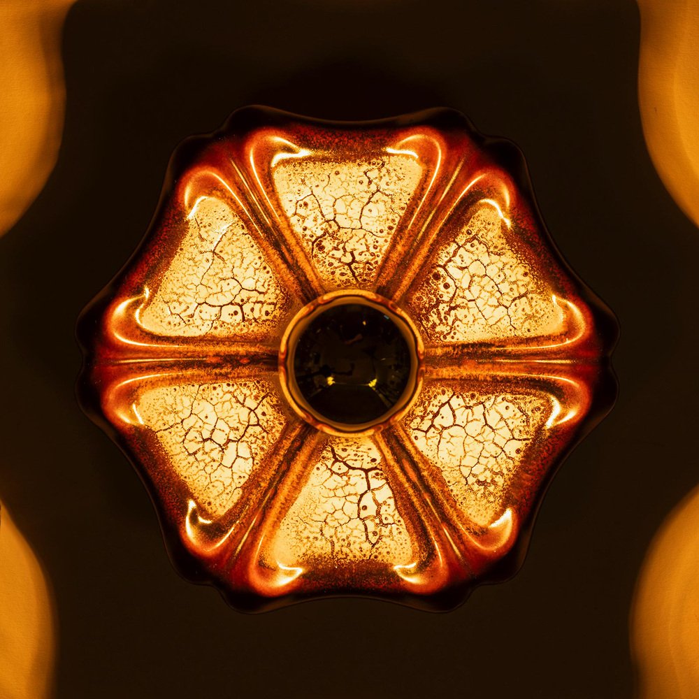 Hexagonal Floral Wall Lamp in Ceramic from Hustadt Germany, 1970s for ...