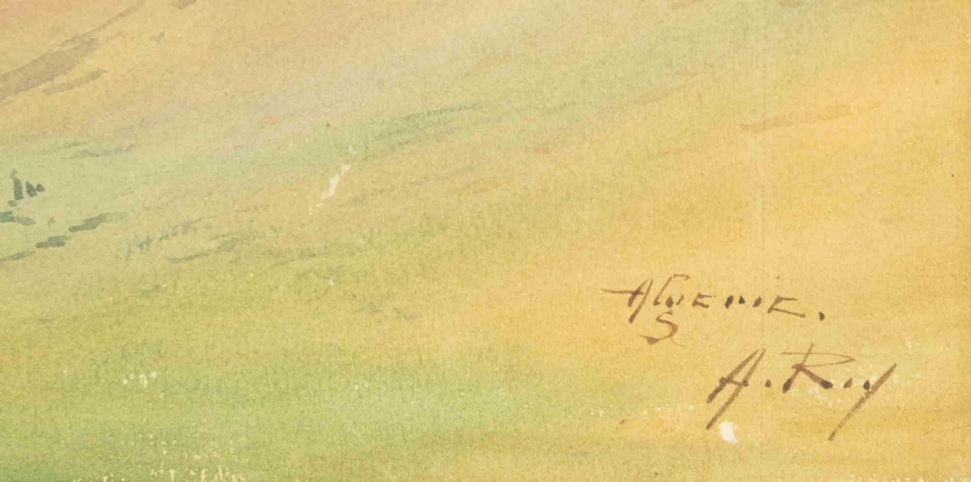 A. Roy, Arabic Desert, Drawing in Ink and Watercolor, Late 20th Century ...