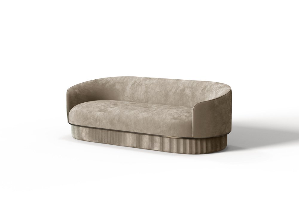 Divano moderno in velluto crema e metallo bronzo di Javier Gomez in ...