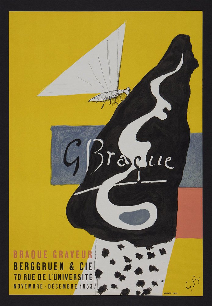 Braque, Poster, 1953, Gravur, Gerahmt bei Pamono kaufen