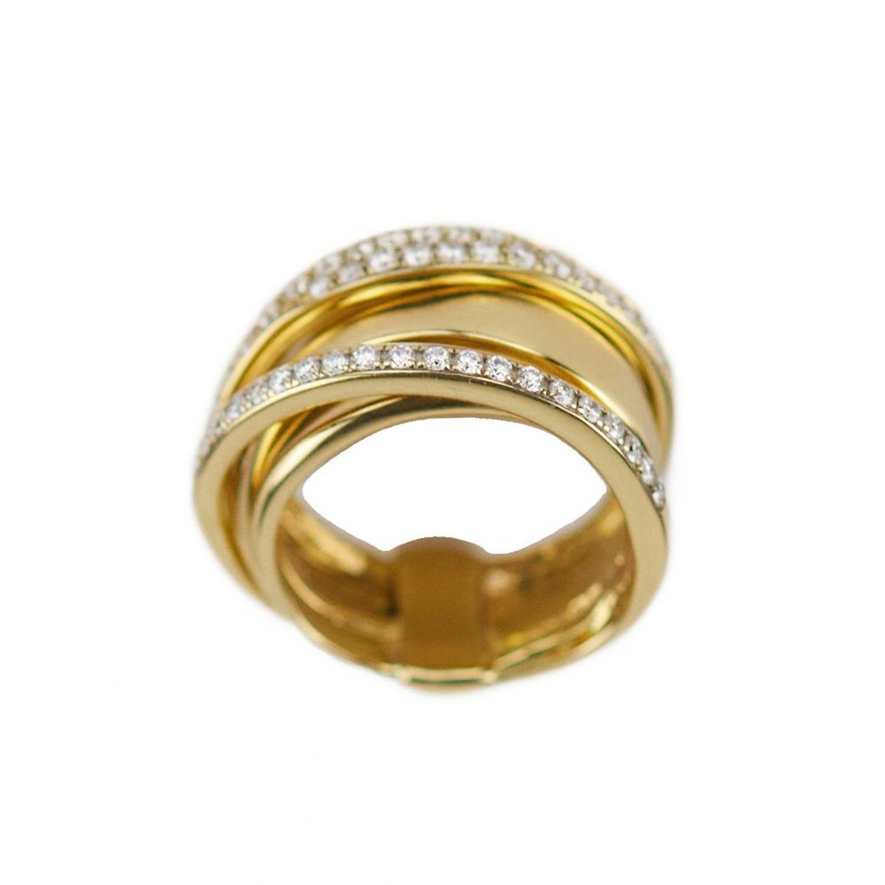 Goldener Ring mit Diamanten, 2000er bei Pamono kaufen