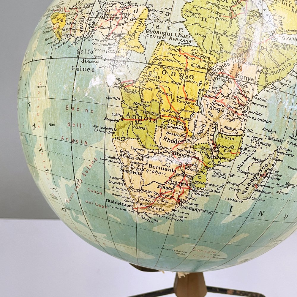 Italian Modern Metal Table Globe with Map of the World, 1960s for sale ...