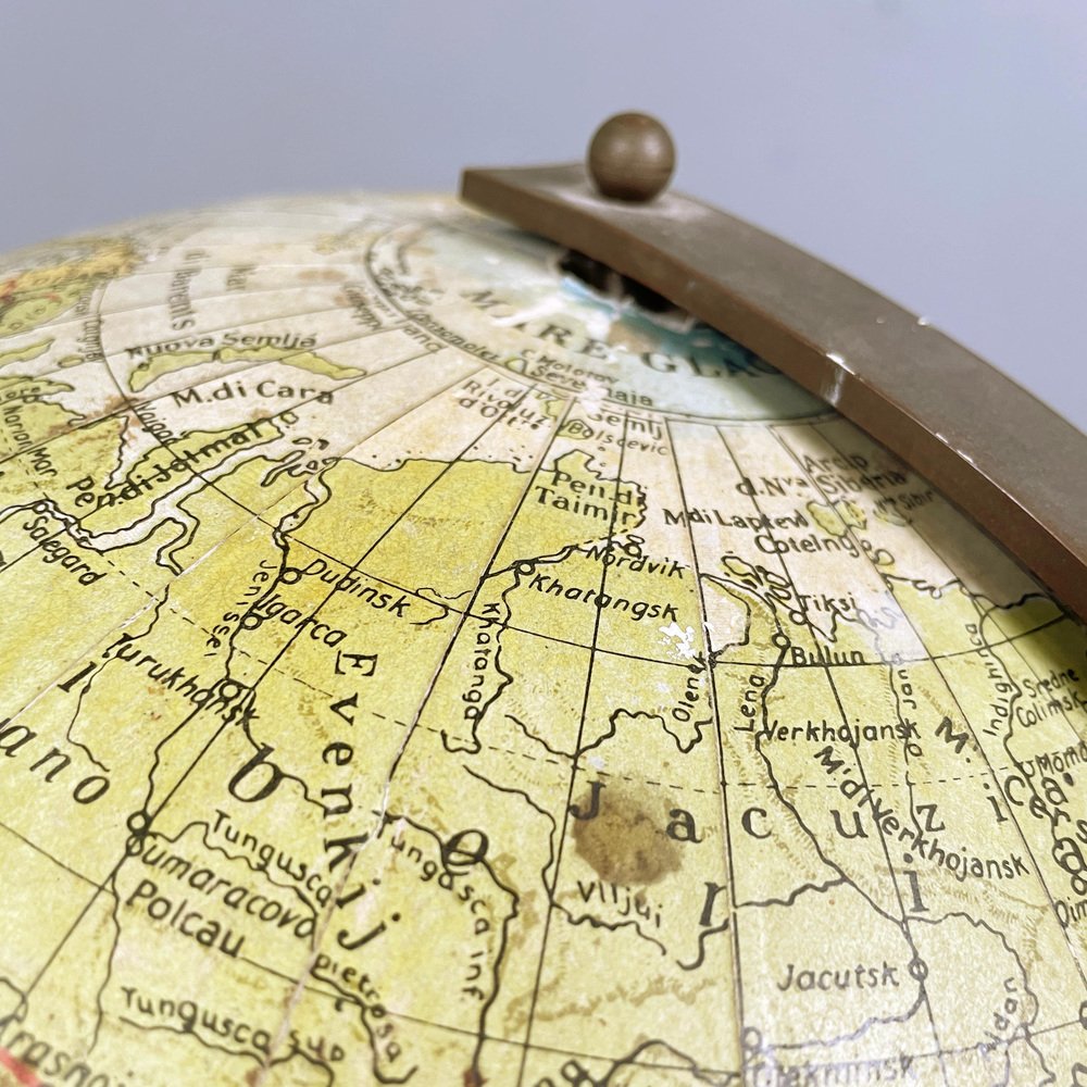 Italian Modern Metal Table Globe with Map of the World, 1960s for sale ...
