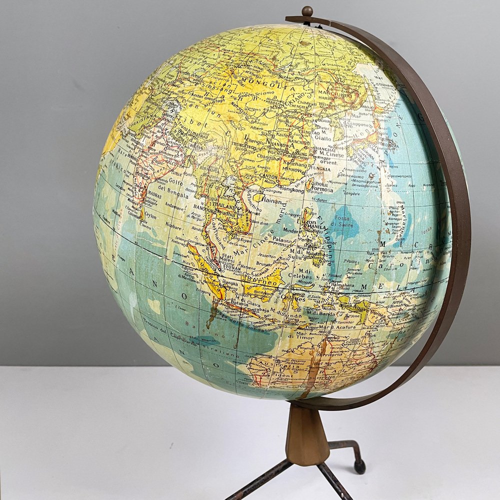 Italian Modern Metal Table Globe with Map of the World, 1960s for sale ...