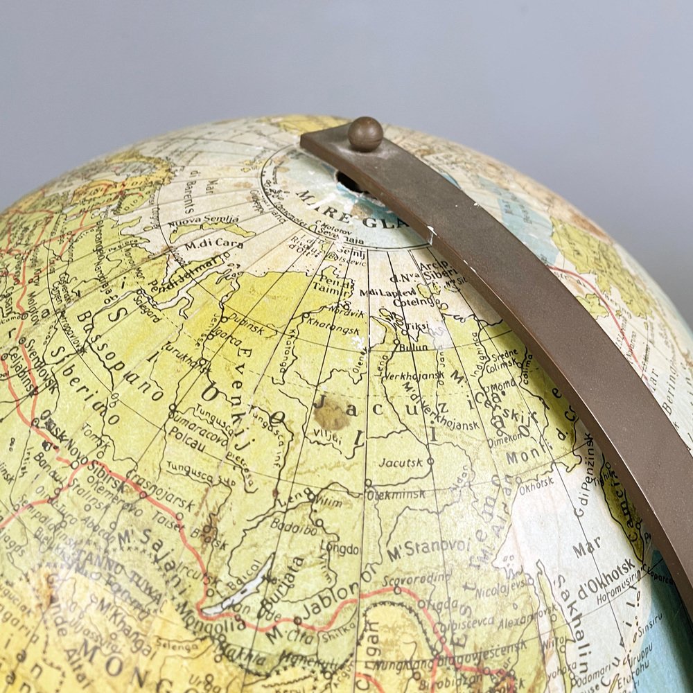 Italian Modern Metal Table Globe with Map of the World, 1960s for sale ...