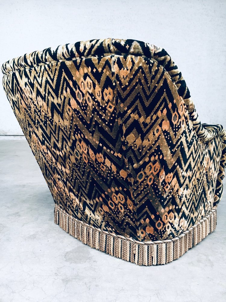 Op-Art Psychedelic Print Lounge Chair, Belgium, 1960s for sale at Pamono