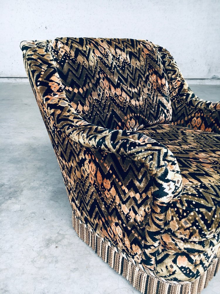 Op-Art Psychedelic Print Lounge Chair, Belgium, 1960s for sale at Pamono