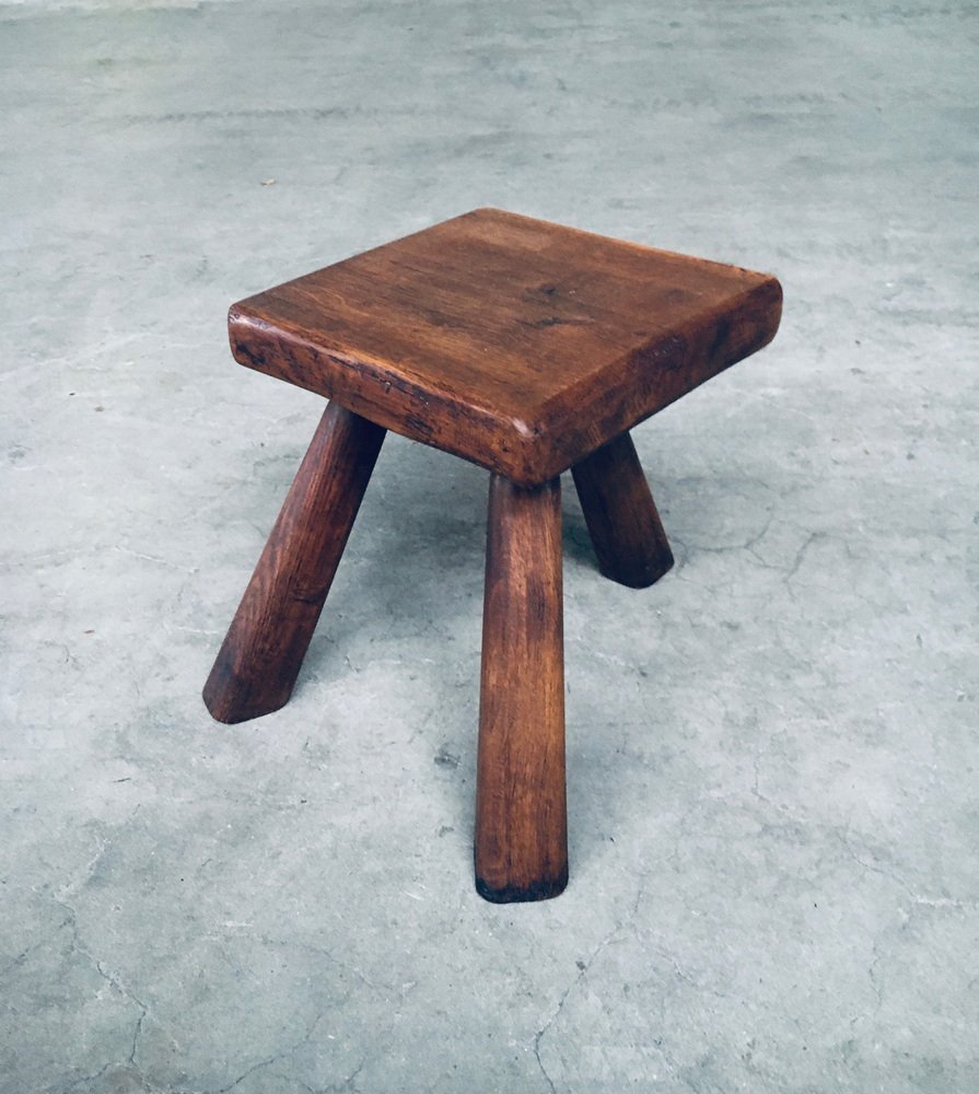 Small Tripod Oak Side Table / Stool, Belgium, 1950s for sale at Pamono
