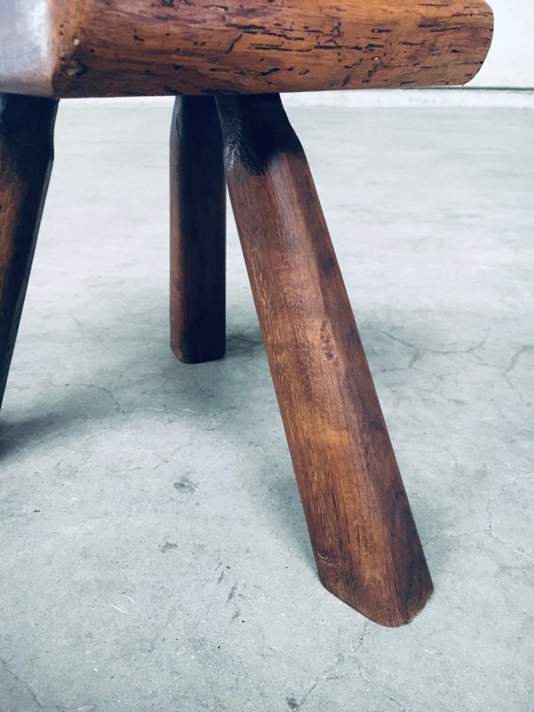 Small Tripod Oak Side Table / Stool, Belgium, 1950s for sale at Pamono
