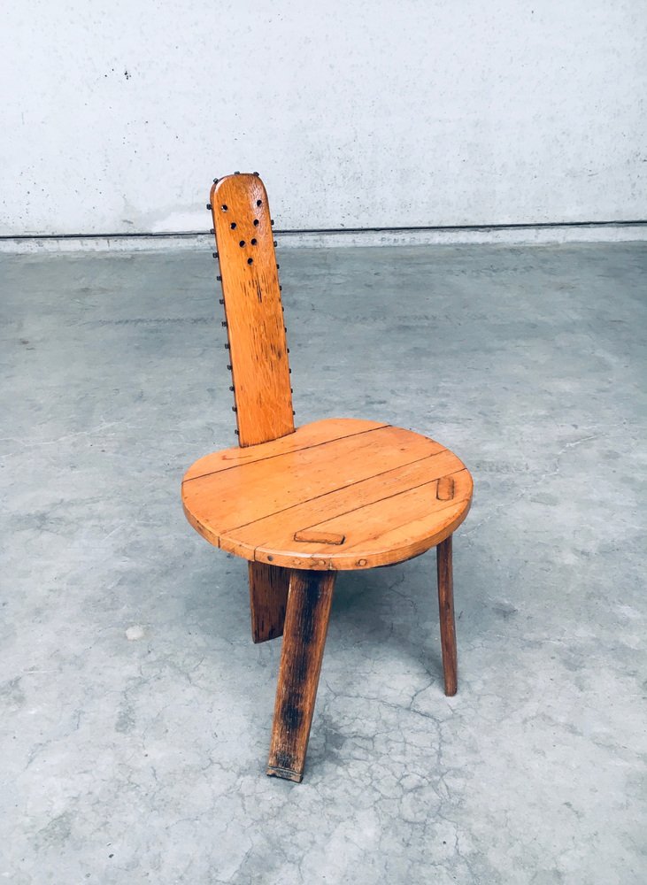 Folk Art Brutalist Saw Back Side Chairs, France, 1960s, Set of 2 for ...