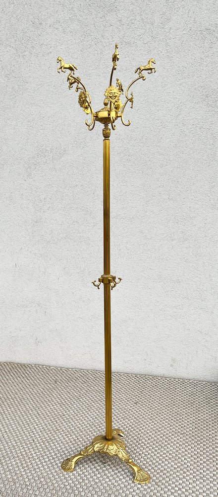 Victorian Style Brass Free Standing Coat Rack with Horses Decoration ...