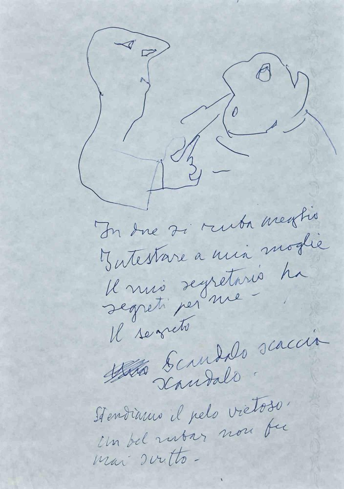 Mino Maccari, The Menace, Ink Drawing, Mid-20th Century for sale at Pamono