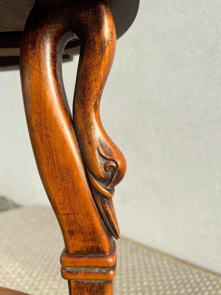 Neoclassical Wooden Oval Swan Gueridon Side Table, 1960s for sale at Pamono