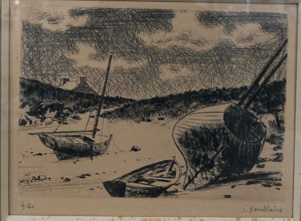 Jacques Boullaire, Breton Shore, Chausey Islands Boats, Lithograph ...