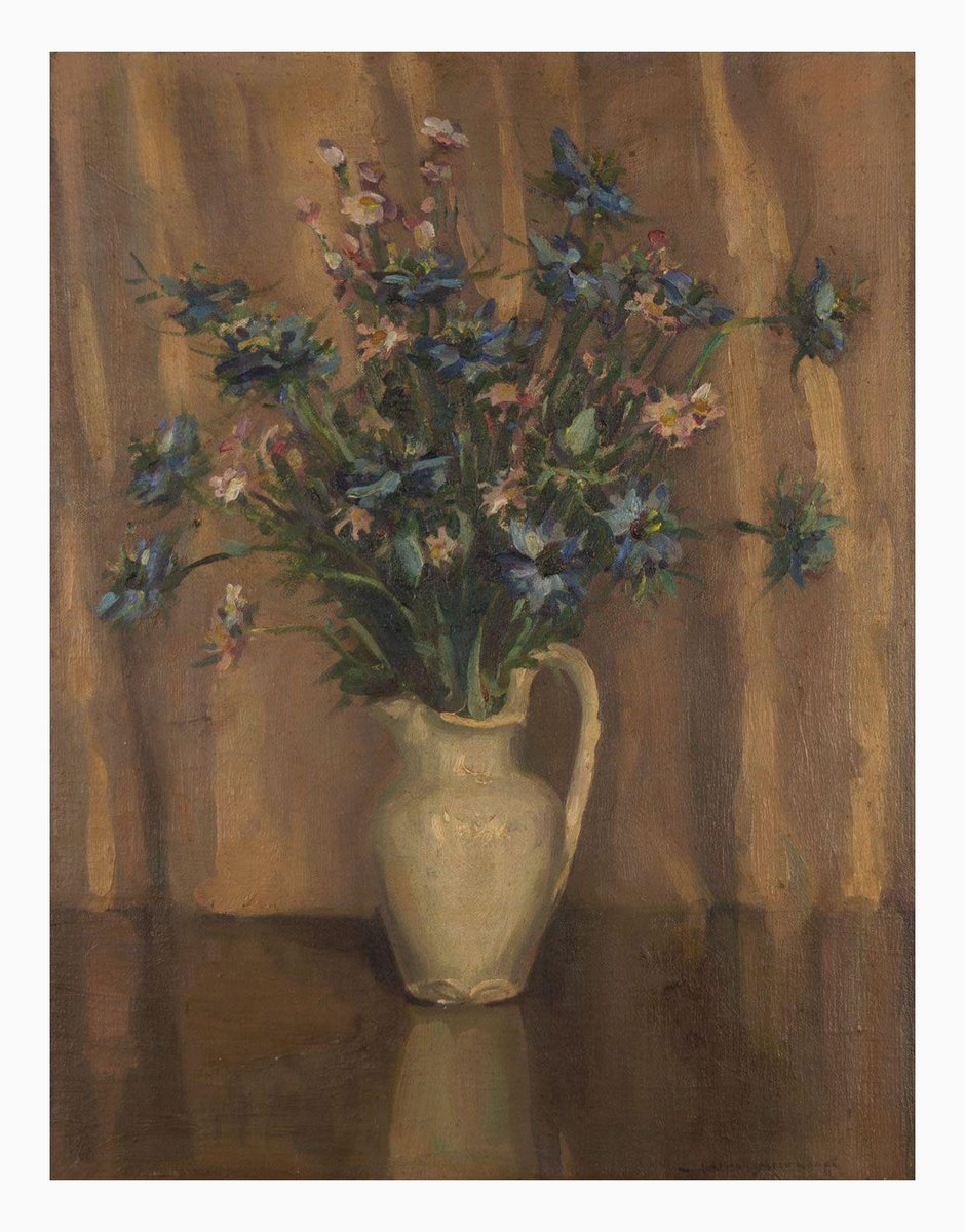 George Mortram Moorhouse, Love-in-a-Mist Still Life, Early 1900s, Oil ...