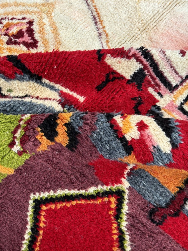 Modern Red Abstract Moroccan Berber Rug for sale at Pamono