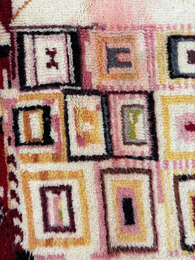Modern Red Abstract Moroccan Berber Rug for sale at Pamono