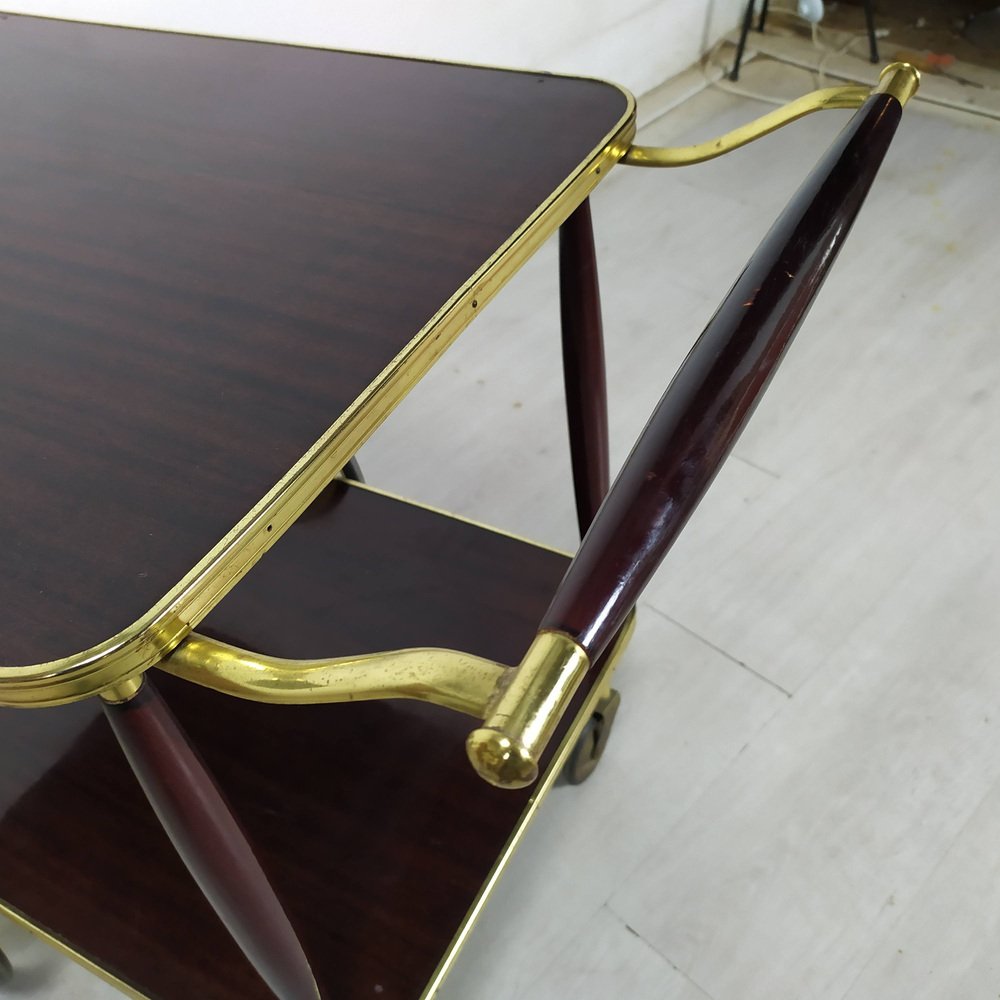 Vintage Brass Service Trolley, 1950s for sale at Pamono