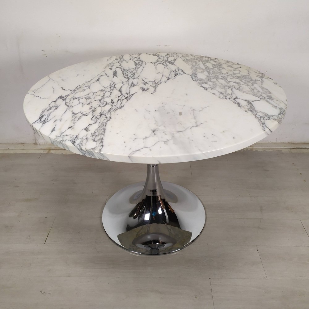 Vintage Carrara Marble Tulip Table, 1970s for sale at Pamono