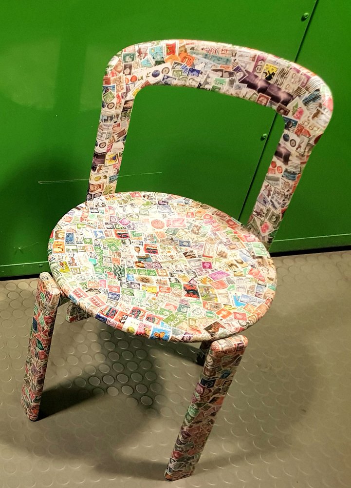 Set of Upcycled Stamp Covered Dining Chairs by Bruno Rey for Kusch & Co ...