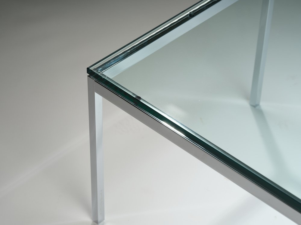 Chromed Steel and Toughened Glass Coffee Table by Florence Knoll for ...