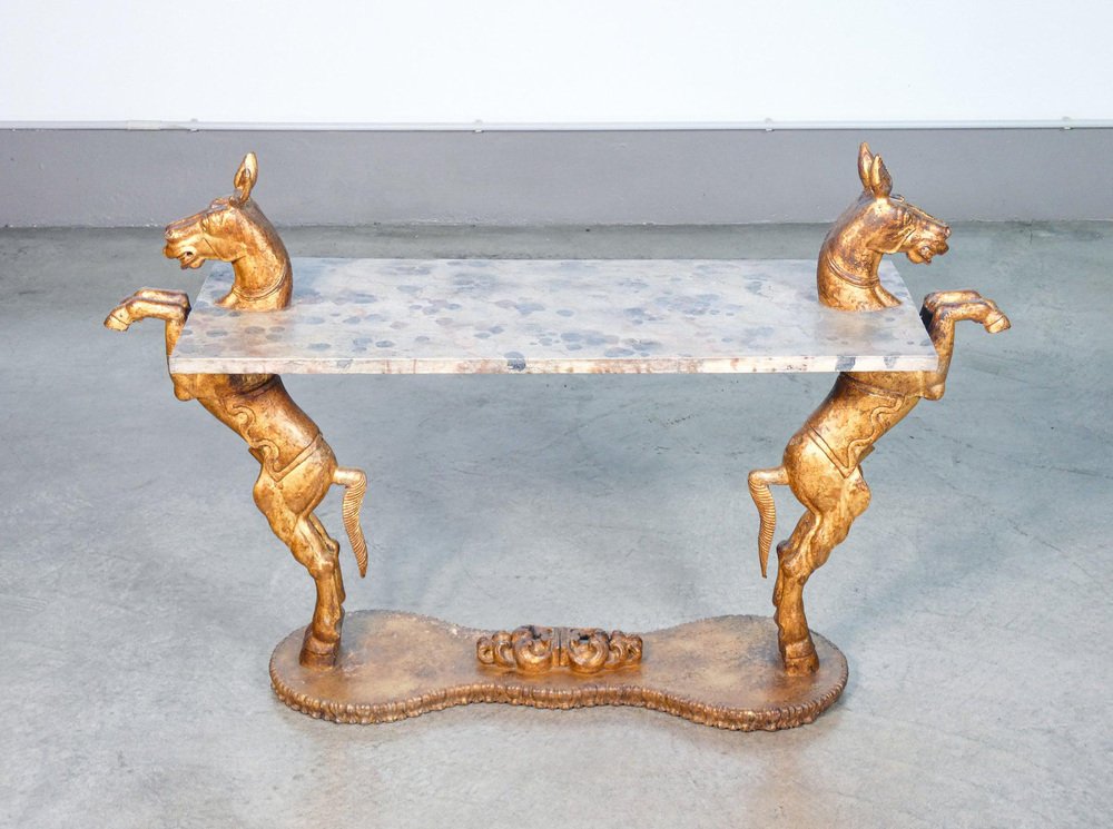 Console Table with Base with Horse Sculptures, 1890s for sale at Pamono