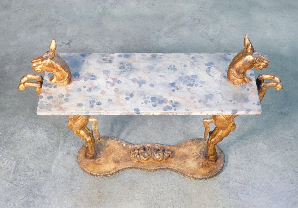 Console Table with Base with Horse Sculptures, 1890s for sale at Pamono