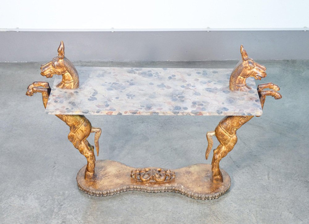 Console Table with Base with Horse Sculptures, 1890s for sale at Pamono
