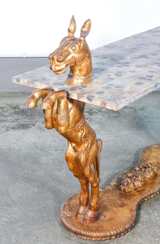 Console Table with Base with Horse Sculptures, 1890s for sale at Pamono