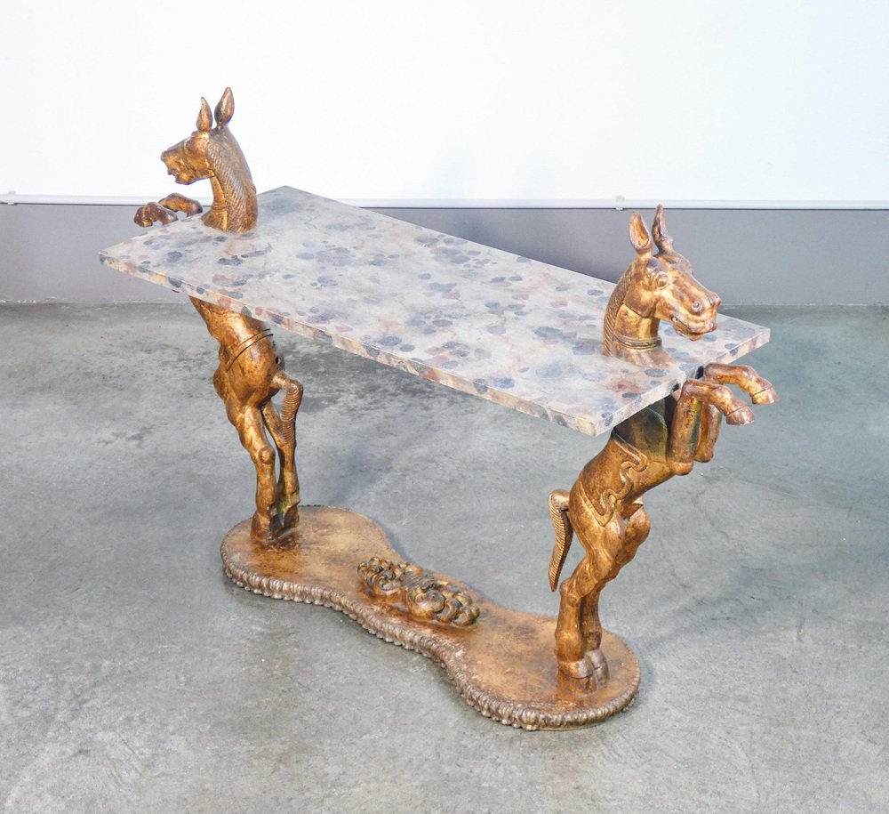 Console Table with Base with Horse Sculptures, 1890s for sale at Pamono