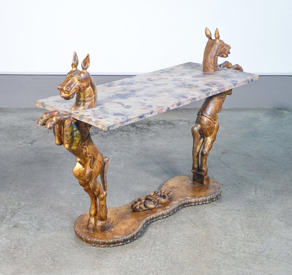 Console Table with Base with Horse Sculptures, 1890s for sale at Pamono