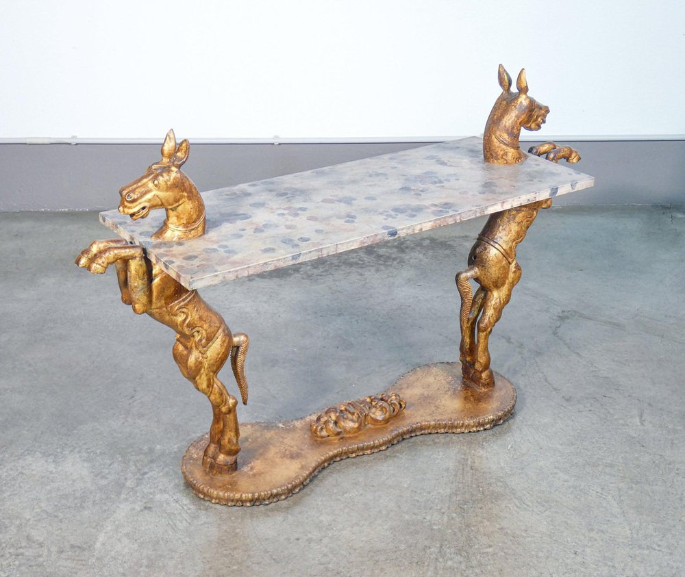 Console Table with Base with Horse Sculptures, 1890s for sale at Pamono