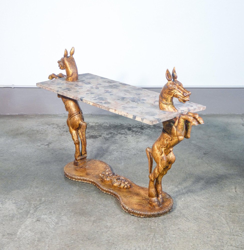 Console Table with Base with Horse Sculptures, 1890s for sale at Pamono